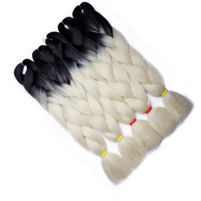 Buy 24inch Synthetic Braids, two-color tri-color gradient pigtail wig ...