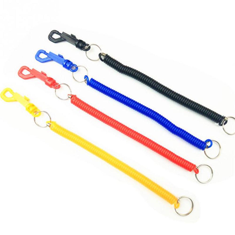 Keyring Retractable P Buckle Spiral Spring Coil Key Ring Keychain Chain ...