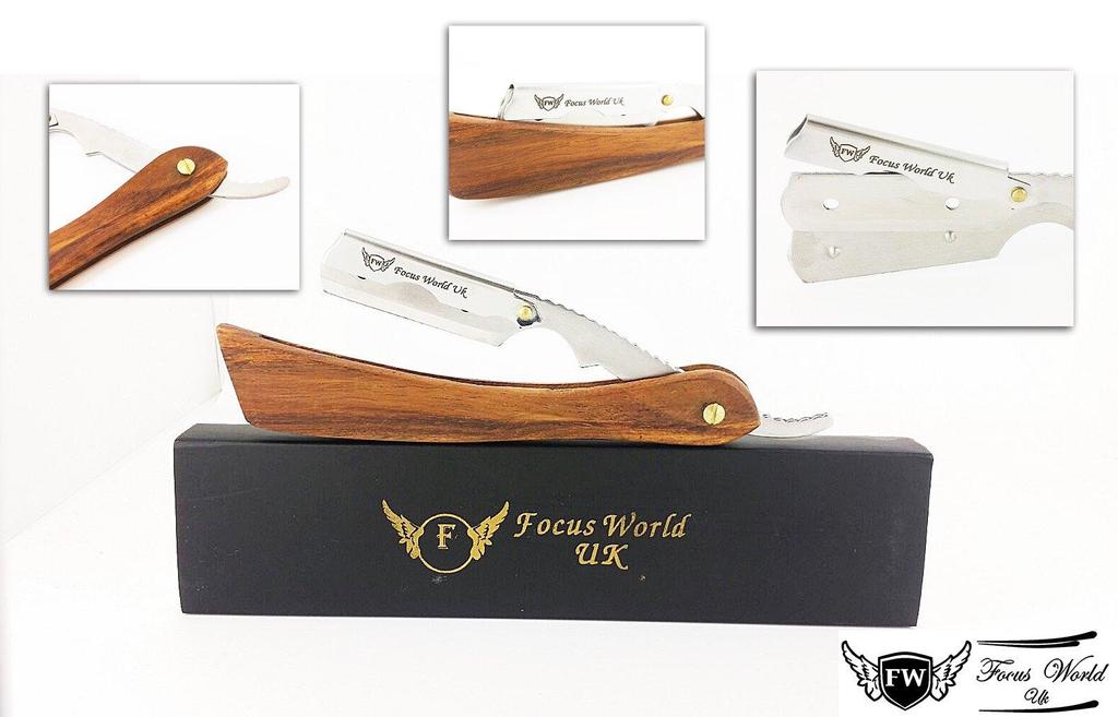 Buy Wood Handle Razor, Cut Throat Barber Shaving Razor, Stainless Steel ...