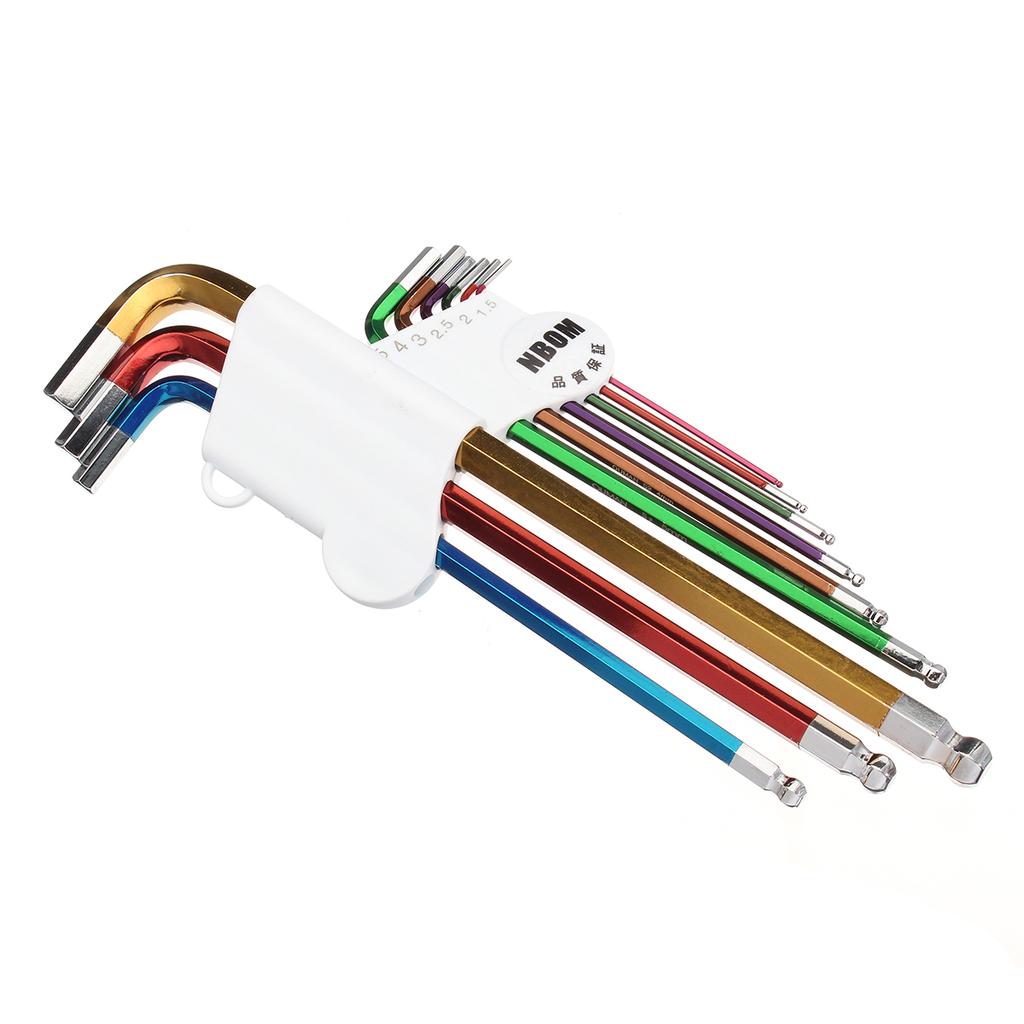 Buy 9Pcs Color Coded Ball-End Hex Allen Key L Wrench Set Long Metric With Sleeve Corrosion ...