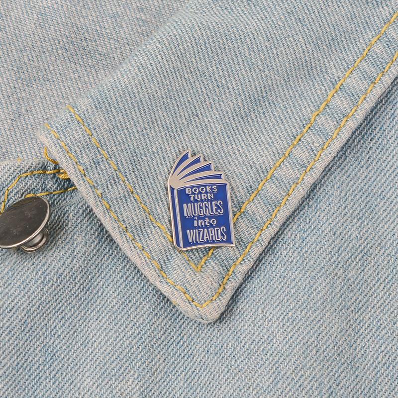 Buy Blue Book Pins Reader Brooches Reading Badges Literary Lapel Pins ...