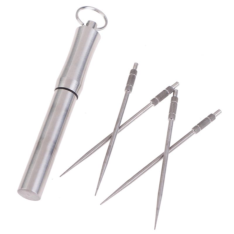 1Set Portable Travel Reusable Titanium Metal Toothpick Fruit Pick ...