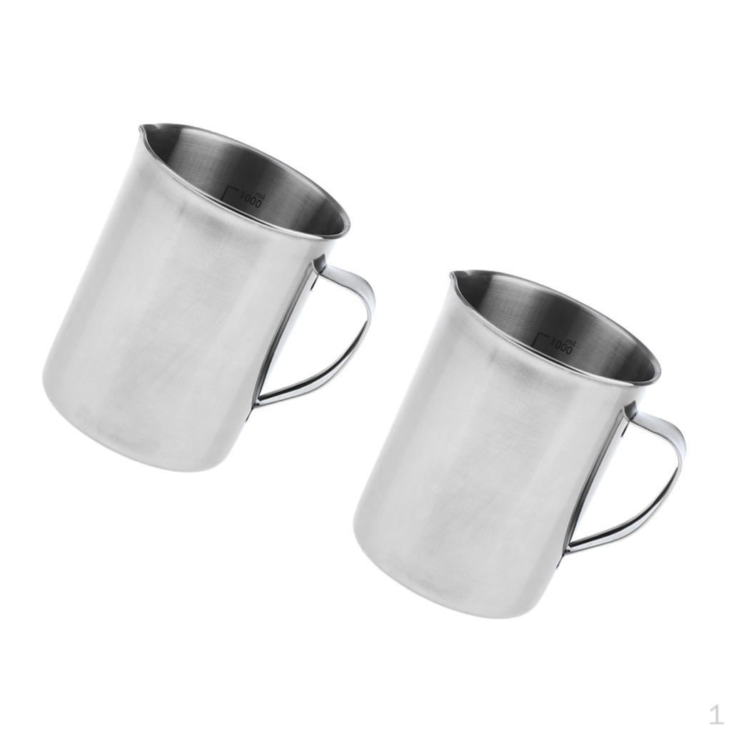 Buy 2 piece Stainless Kitchen Lab Handle Water Liquid Measurement Cup ...
