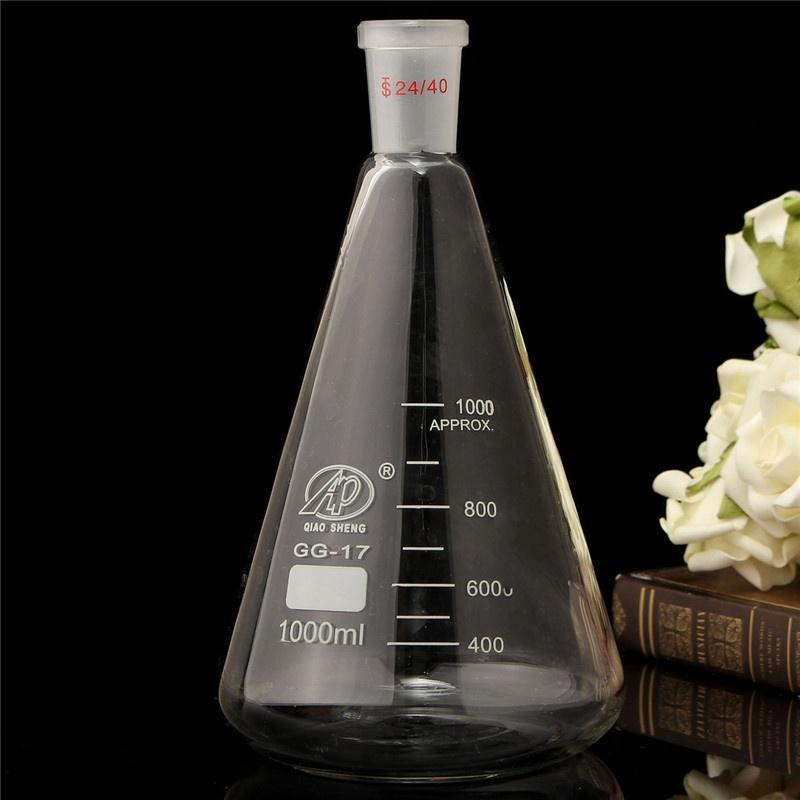 1000ml,24/40,Flacon en verre Erlenmeyer,1L,Bouteille conique,Verrerie ...