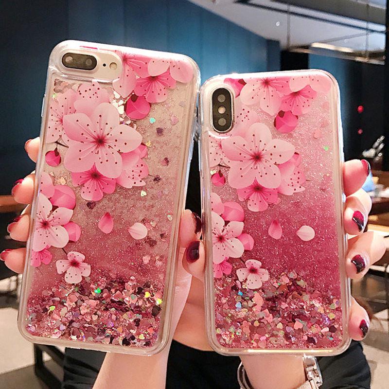 Glitter Liquid Pink Quicksand Soft TPU Case For X 6 6S Plus XR XS Max ...