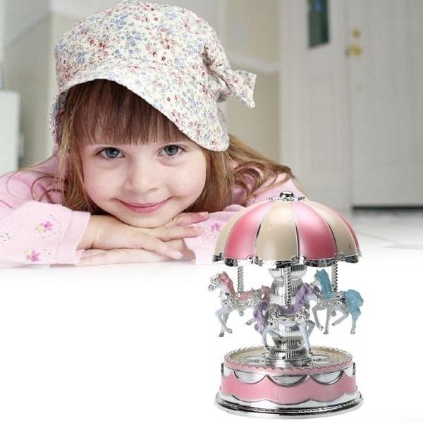 Buy Chrismas Birthday Gift LED Light Merry-Go-Round Music Box Christmas ...