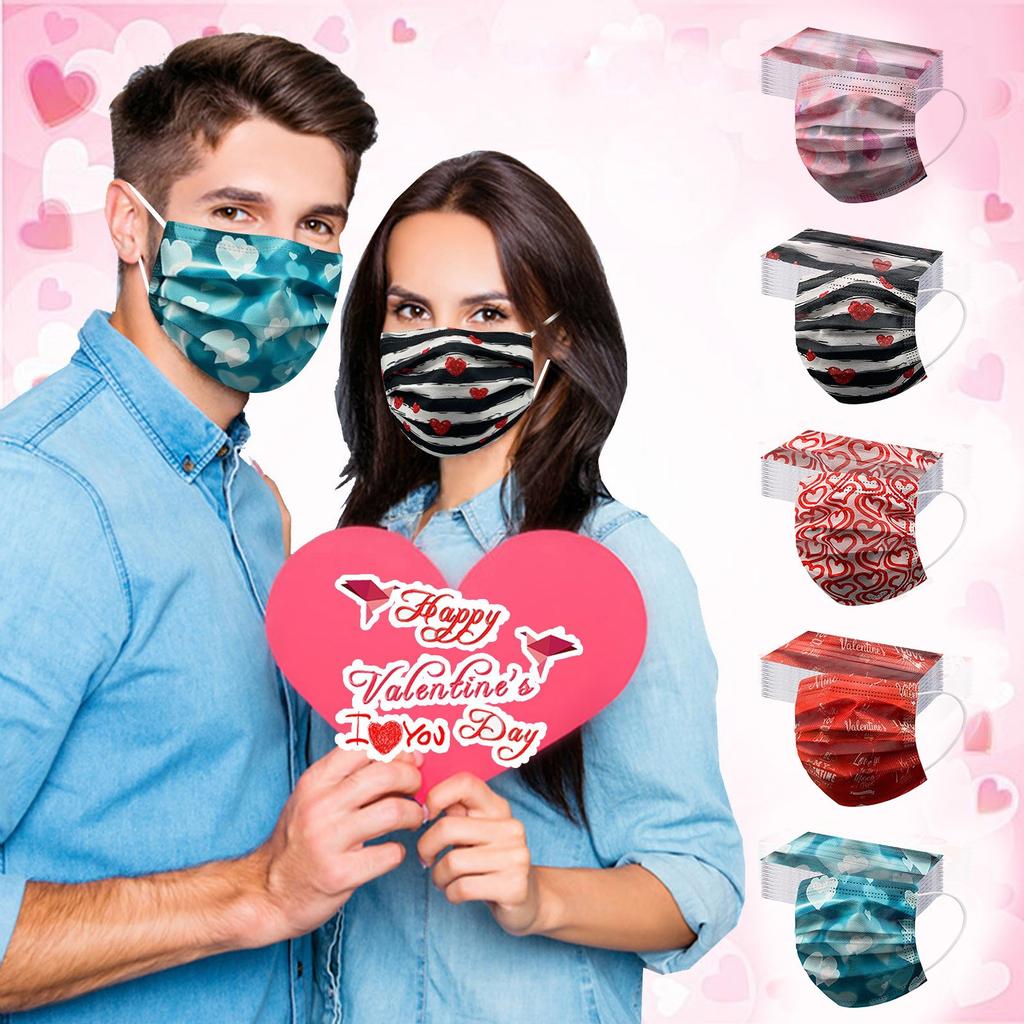 Adult Valentine's Day Printing Protective Mask Disposable Mask ...