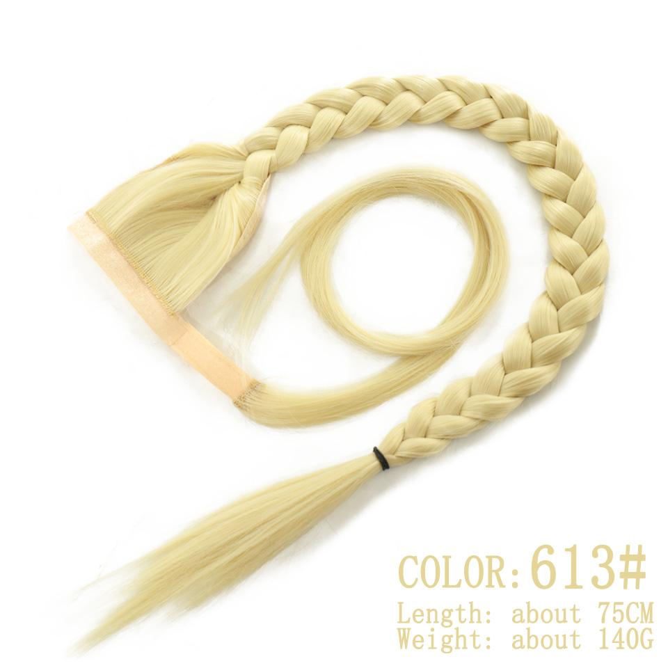 Buy 75CM Synthetic Hand Braided Ponytail Wrap Around Long Straight ...