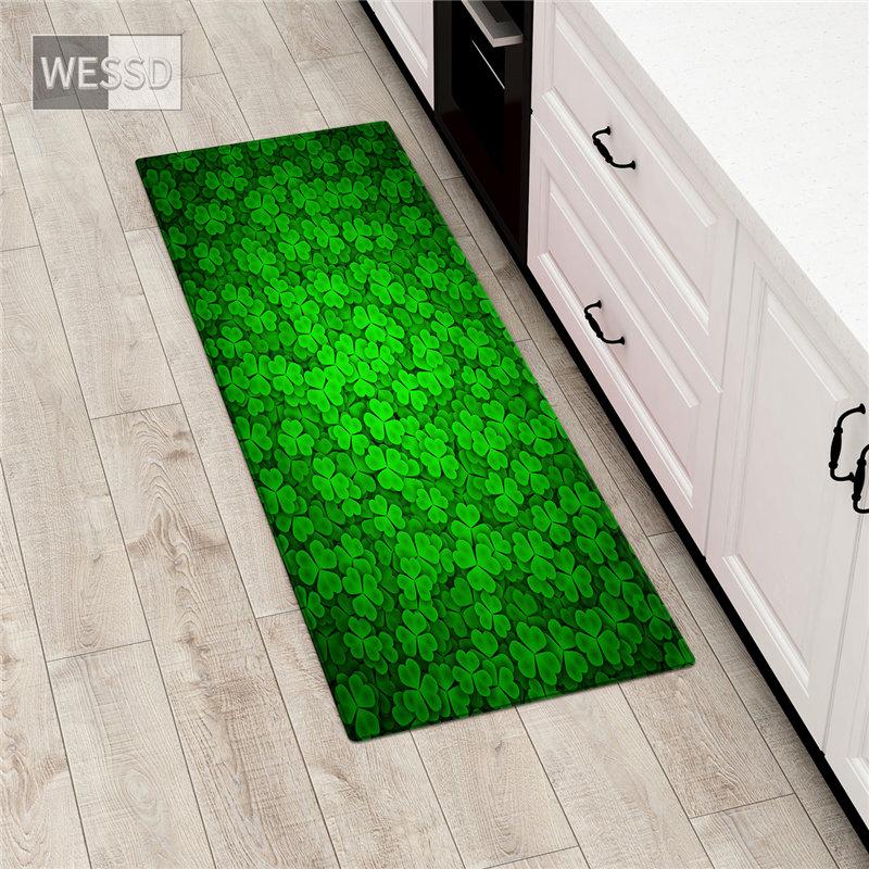 Cheap Green Leaves 3D Print Kitchen Mats For Floor Soft Bedroom Rug ...