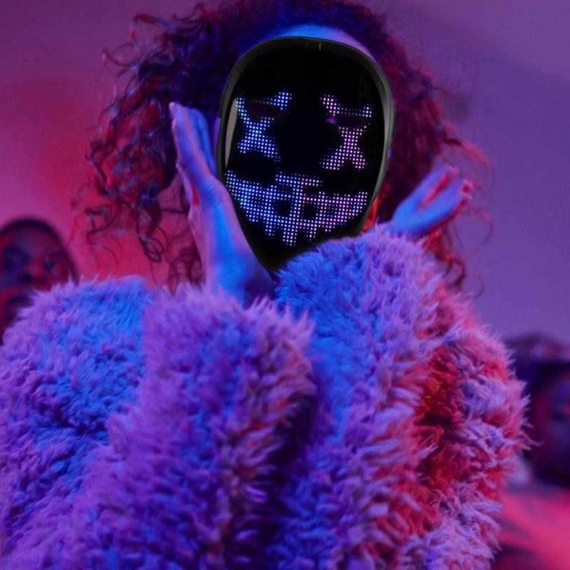 Buy LED Halloween Mask Costume Props Neon Led Luminous Variable Mask ...
