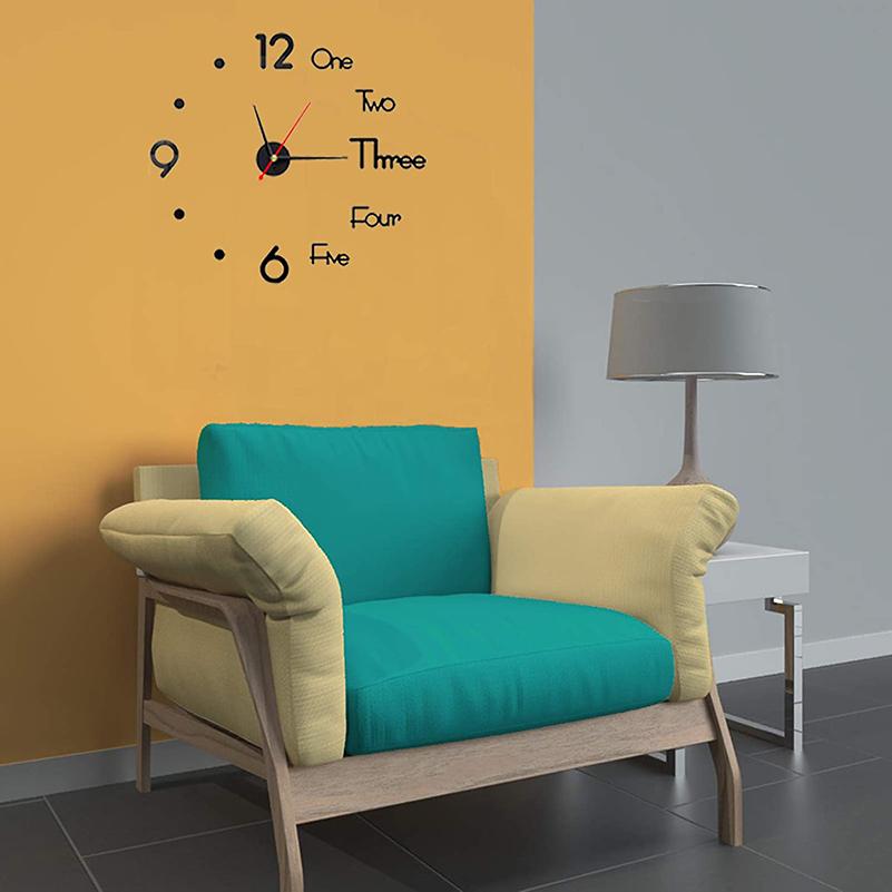 Buy DIY Wall Clock 3D Frameless Silent, Wall Sticker Clock Modern Wall ...