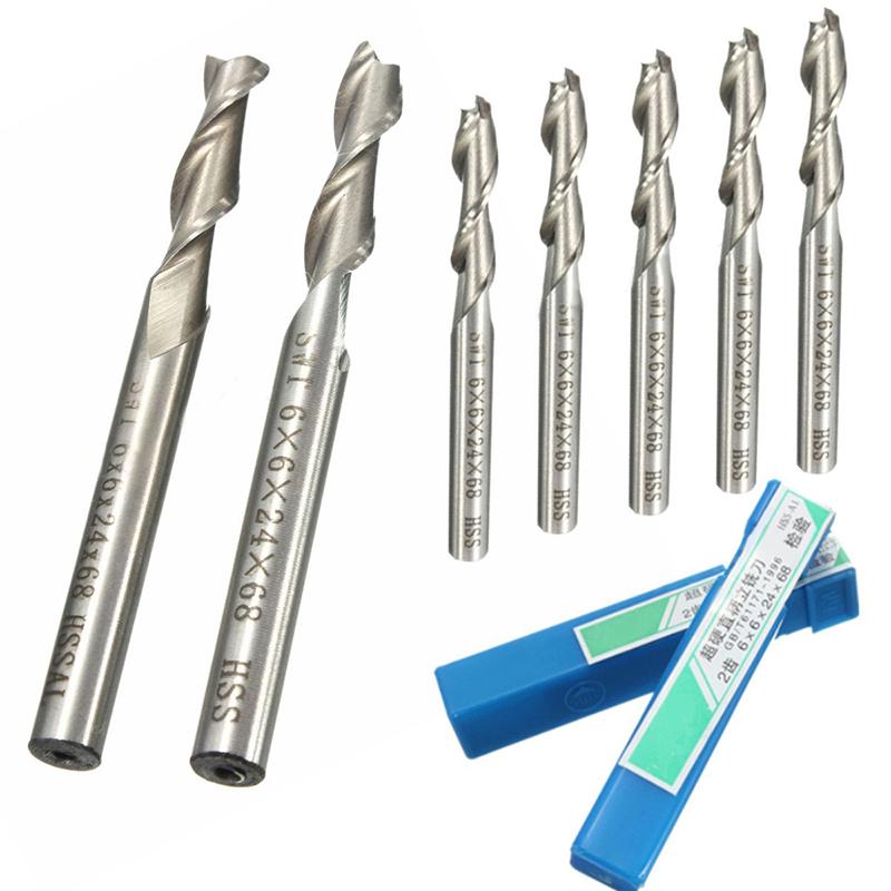 IDH 5Pcs Extra Long 6mm 2 Flute HSS & Aluminium Extended End Mill Cutter CNC Bit Kit uygun ...