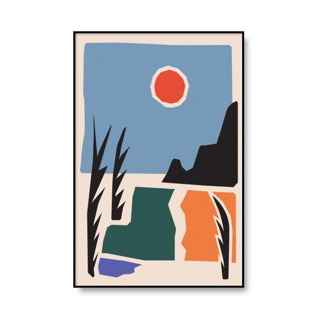 Buy Abstract Geometric Sunrise Sunset Print Landscape Poster Canvas ...