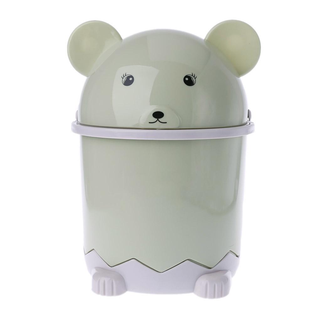 Mini Bear Waste Bin Desktop Garbage Basket Table Home Trash Can Swing ...