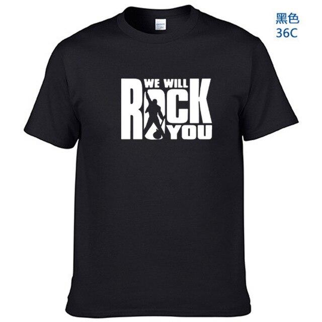 New Top Quality Cotton Summer We Will Rock You T Shirt Men Cool Printed ...