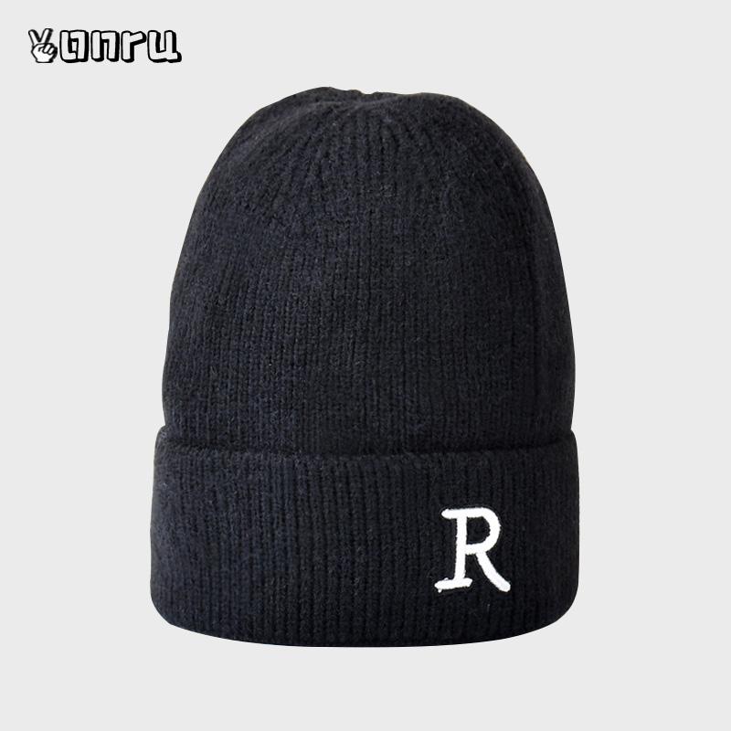 Buy Unisex Hat Warm Woolen Cap Winter Letters Leisure Windproof Cap ...