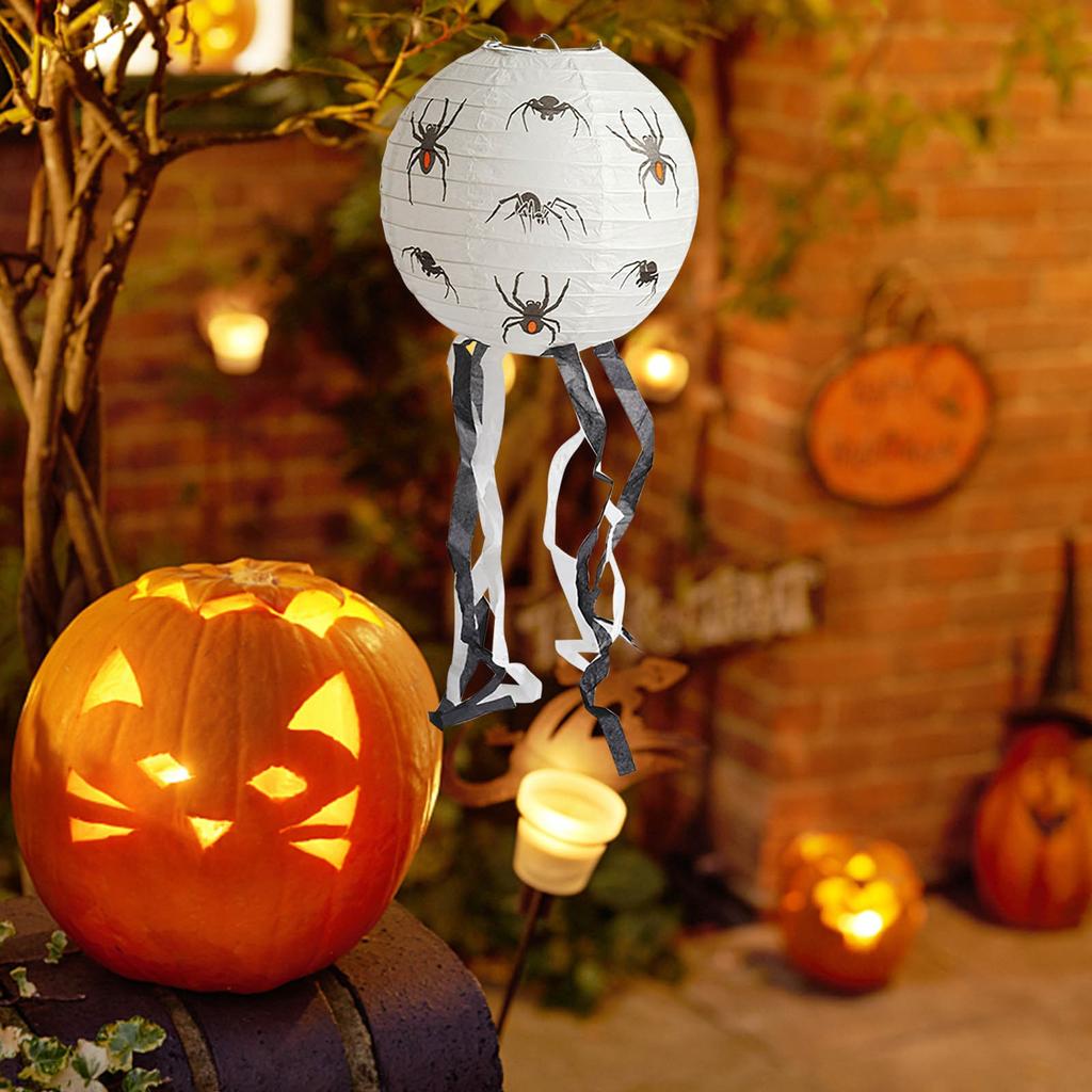 Buy 2PCS Halloween Decoration Paper Pumpkin Lantern Hanging Spider ...