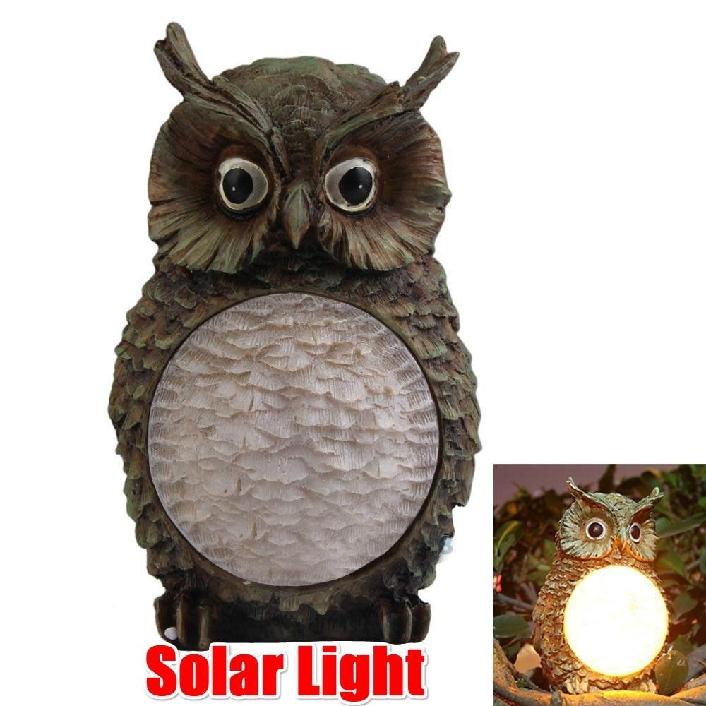 Buy Solar Powered Owl LED Light Home Yard Decor Outdoor Light Statue ...