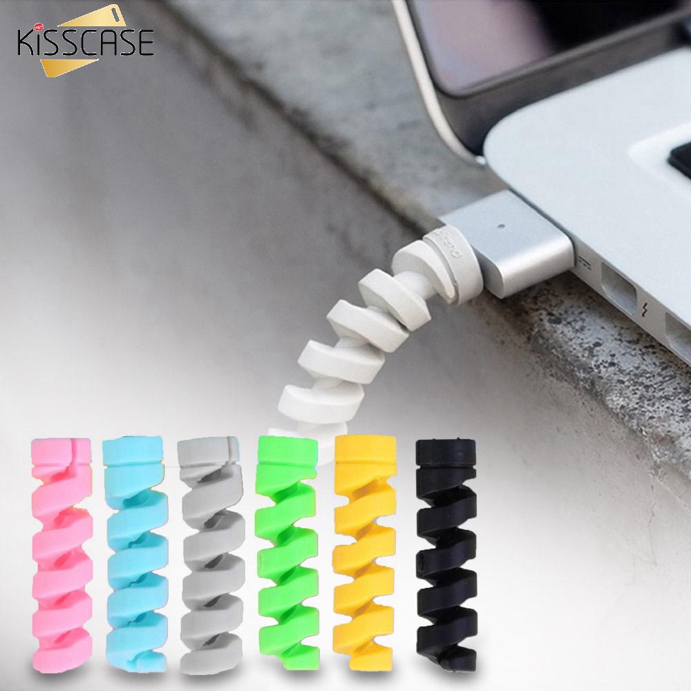 Buy 5PCS Spiral Cable Protector Data Line Silicone Bobbin Winder ...
