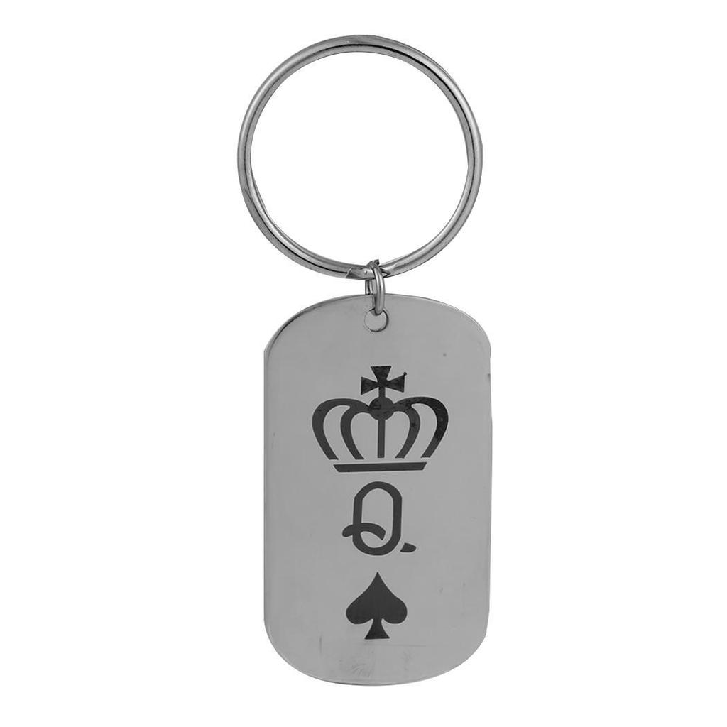 Buy Metal Engraved Crown Spades Square Pendant Key Chain Keyring Charm ...