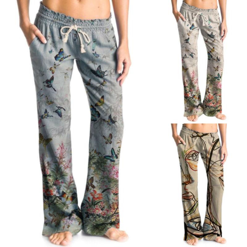 Satın alın Women's Floral Printed Pants Elastic Waistband Drawstring ...