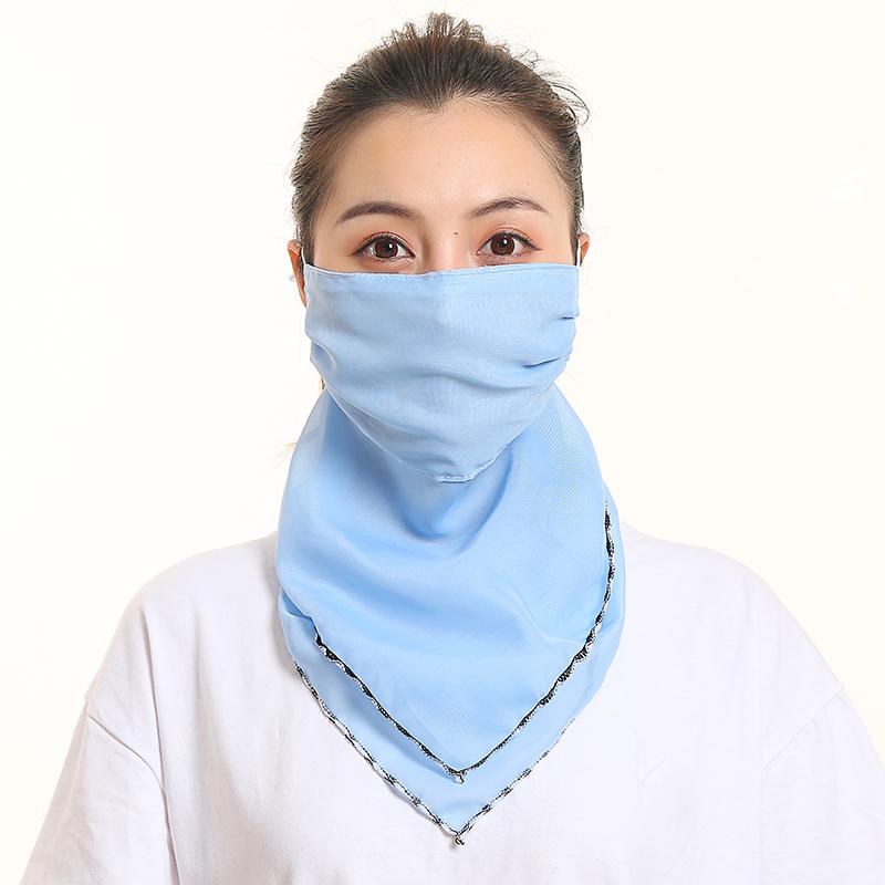 Women Chiffon Neck Scarf Face Mask Cover Sunscreen Scarves Wraps ...