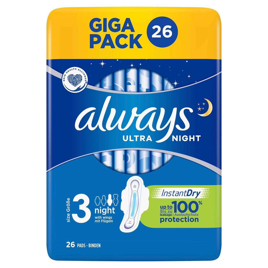 Buy Always Ultra Night Set of 26 Sanitary Napkins with Fins 161 G ...