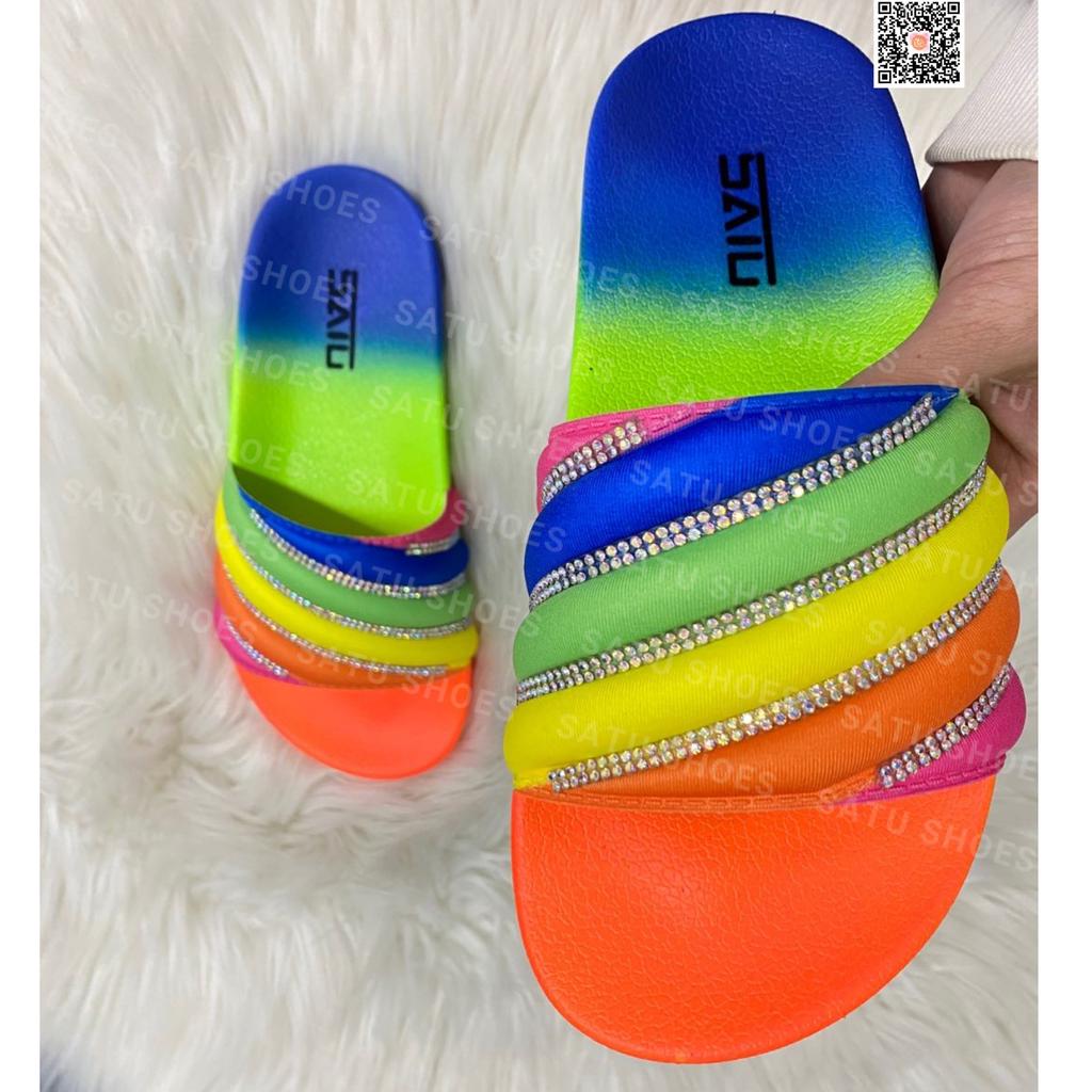 Buy Female Summer Multi Color Platform Sandals Rainbow Flip Flop at ...