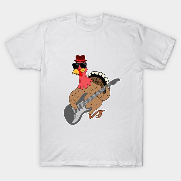 Buy T Shirt Women Funny Thanksgiving Turkey Rockstar Turkey Playing ...