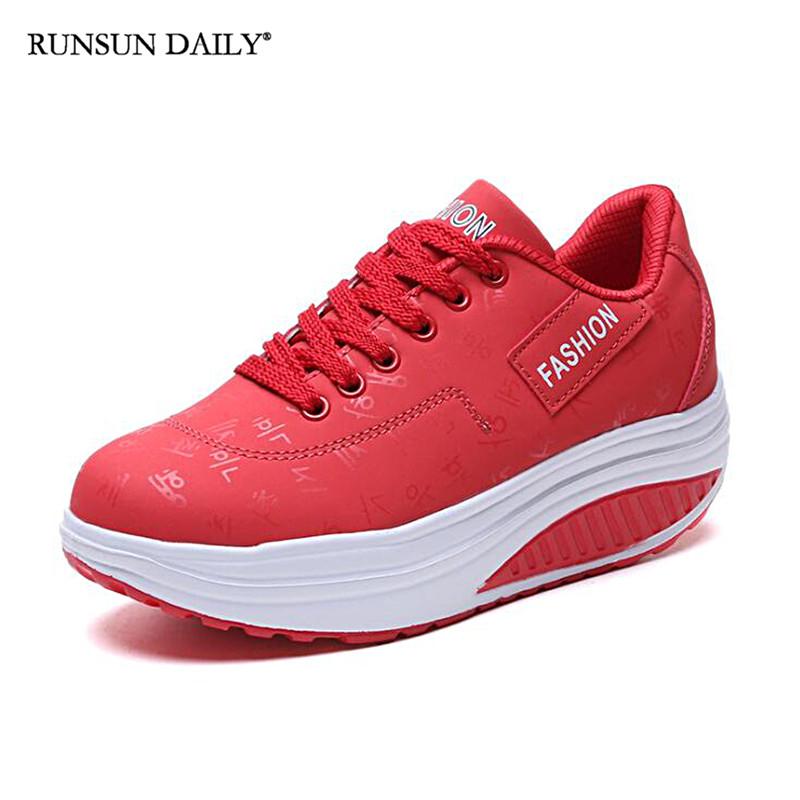 Buy Women's Casual Sports Shake Shoes Thick Bottom Wedges Sneakers ...
