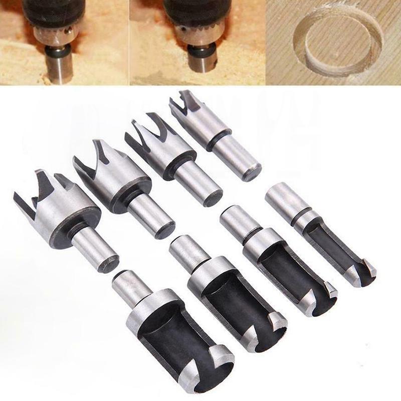 Buy 8Pcs Wood Plug Hole Cutter Wooden Dowel Cutting Drill Bits Tools 3/ ...
