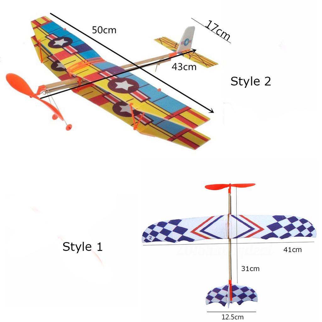 Plastic Powered Flying Glider DIY Foam Aircraft Elastic Rubber Airplane ...