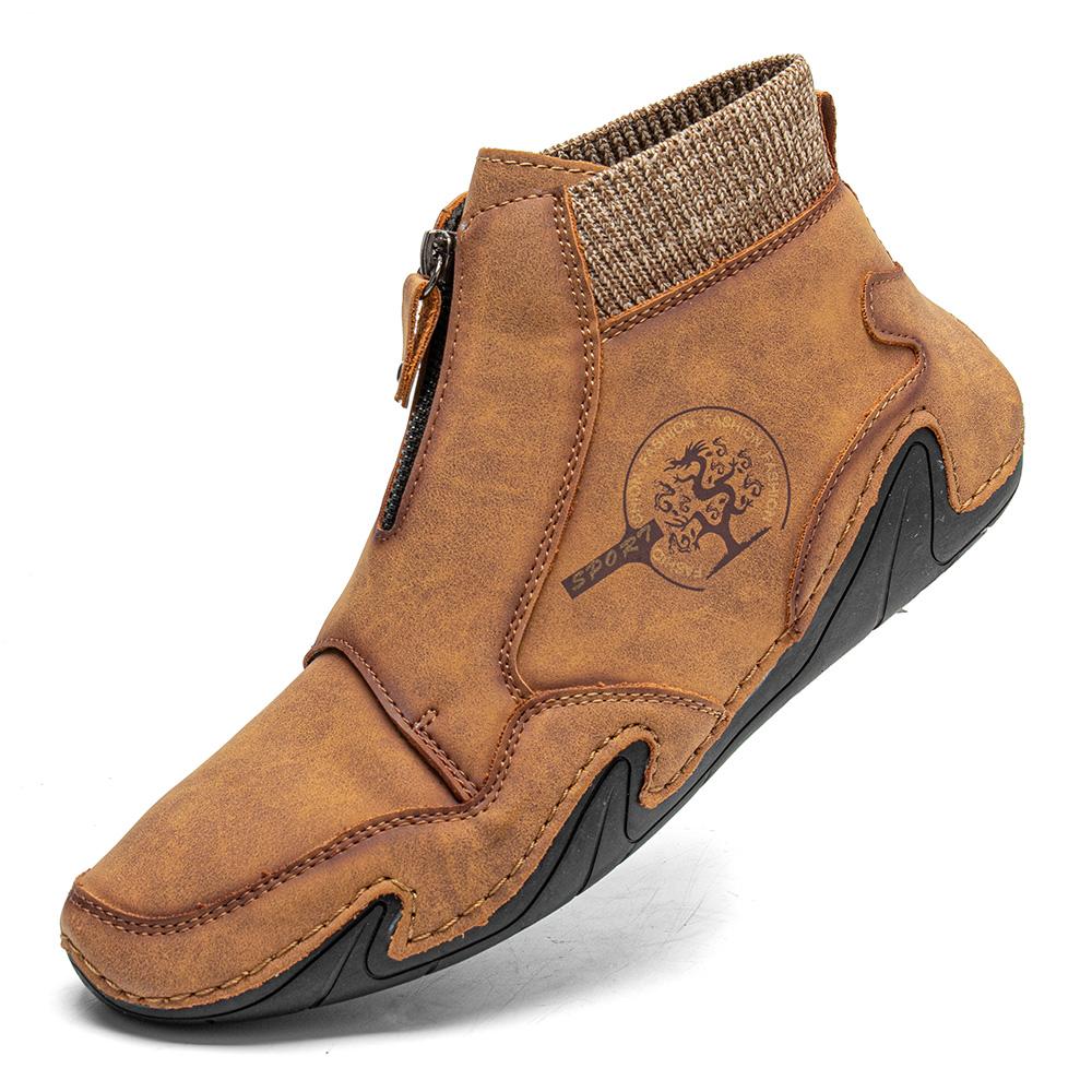 Buy Menico Men Front Zipper Microfiber Leather Sock Ankle Boots Casual ...