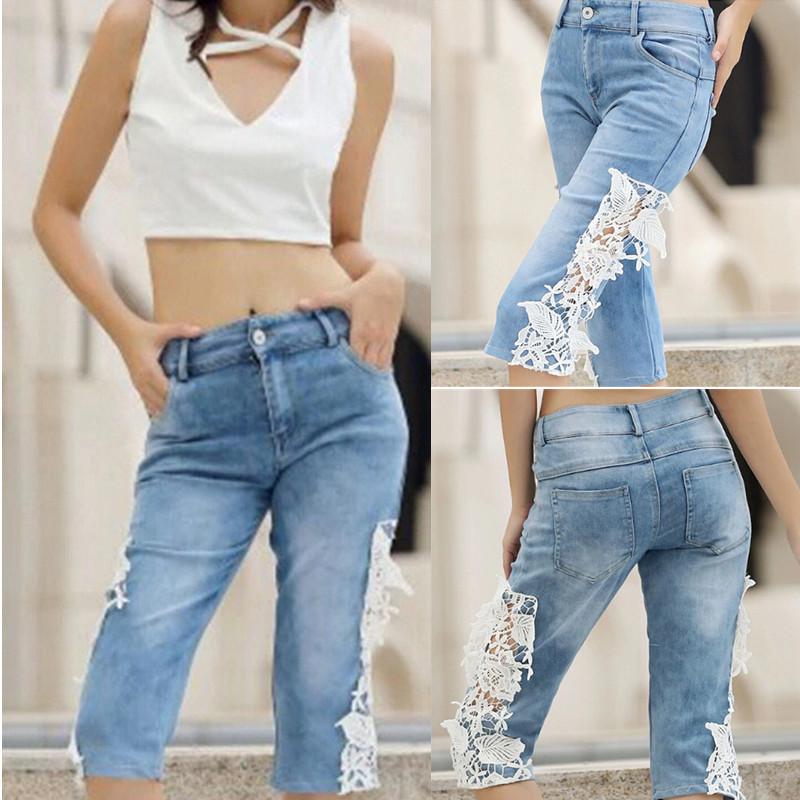 Buy Women Summer Fashion Half Pants Solid Color Butterfly Print High ...
