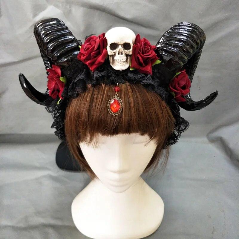 Cosplay Gothic Demon Horns Headbands Halloween Skull Accessory Devil ...