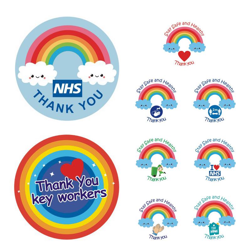 Buy Thank You NHS And Key Workers Rainbow Sticker Stay Safe and Healthy ...