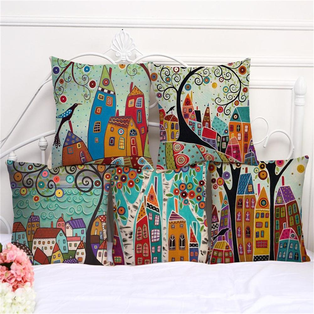Home Sofa Vintage European Building Throw Pillow Case Car Back Cushion ...