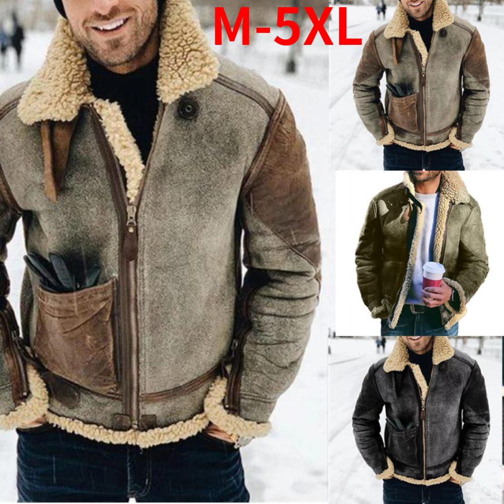 Buy 5XL Windproof Stand Collar Thermal Jacket Plush Men's Top Men's ...