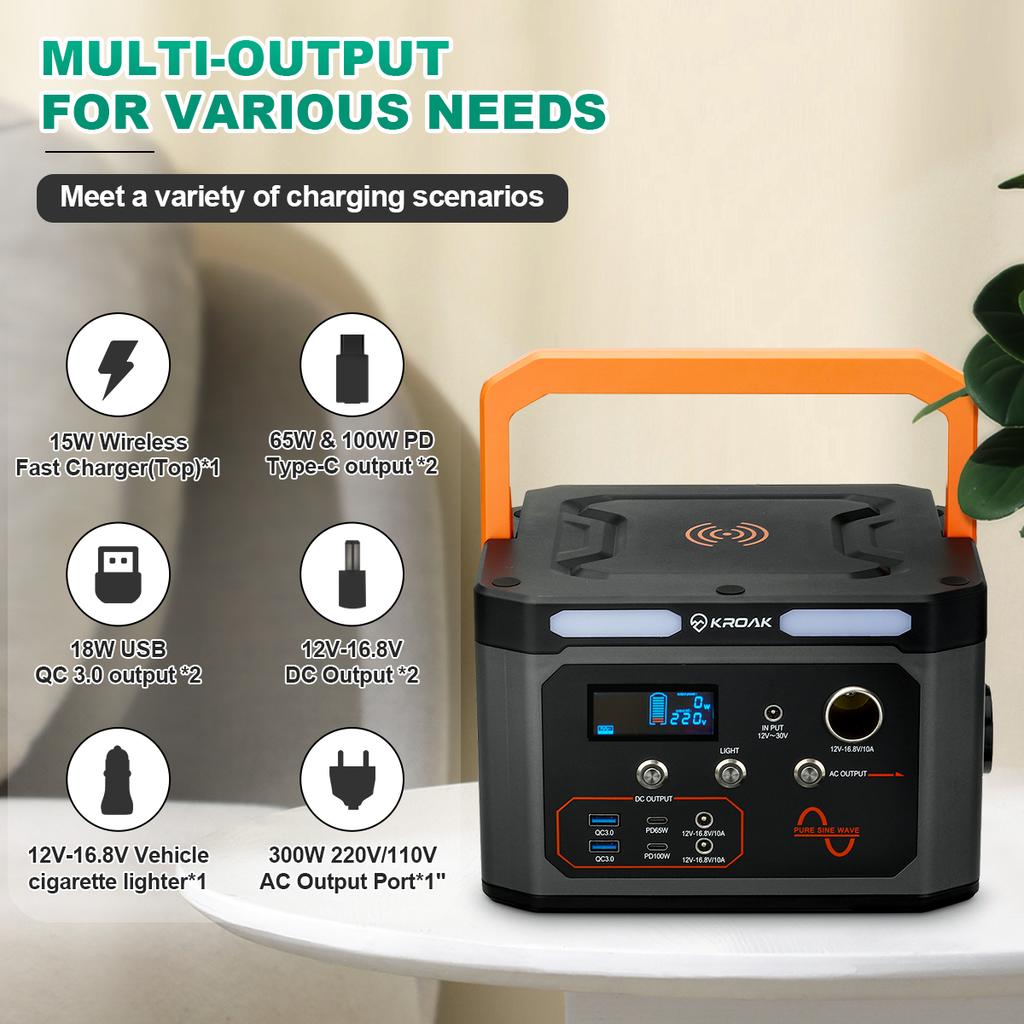 Buy 220V Portable Power Station 300W 86400mAh Solar Generator ...