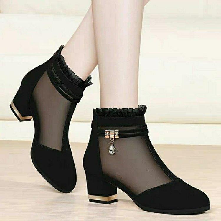 Buy Mesh Mid-heel Shoes Women's Thick Heel Short Tube at affordable ...