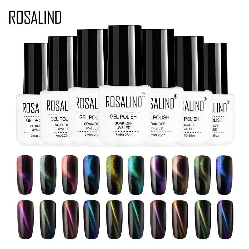 ROSALIND Fashion 4D Magic Cat's Eye Nail Gel Polish Soak Off Nail ...