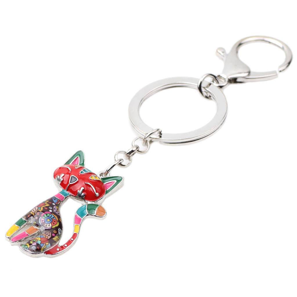Enamel Alloy Sweet Cat Kitty Keychains Fashion Purse Handbag Key Chain ...