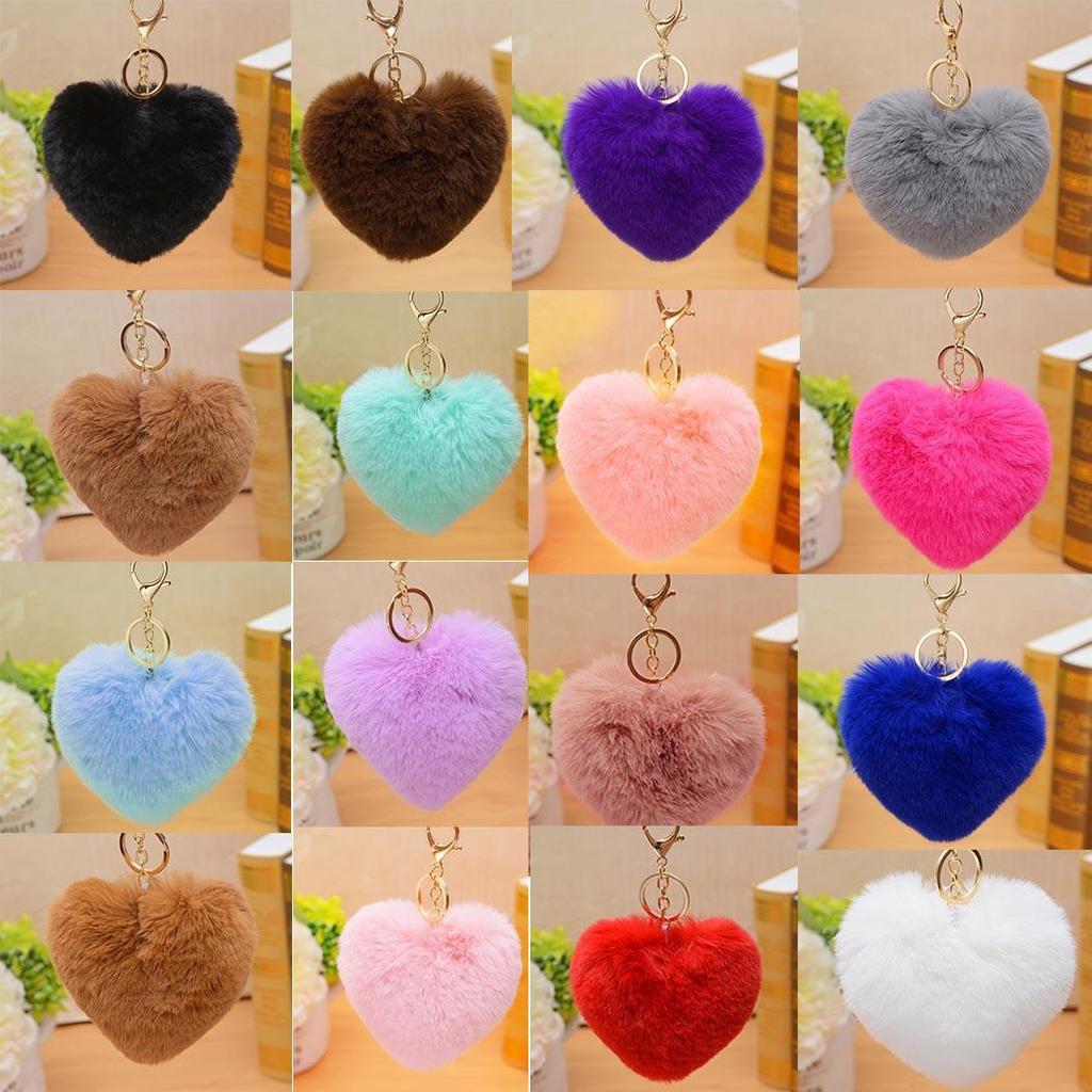 Buy Fashion Women Girls Sweetheart Plush Round Ball Cute Shape Key Ring ...