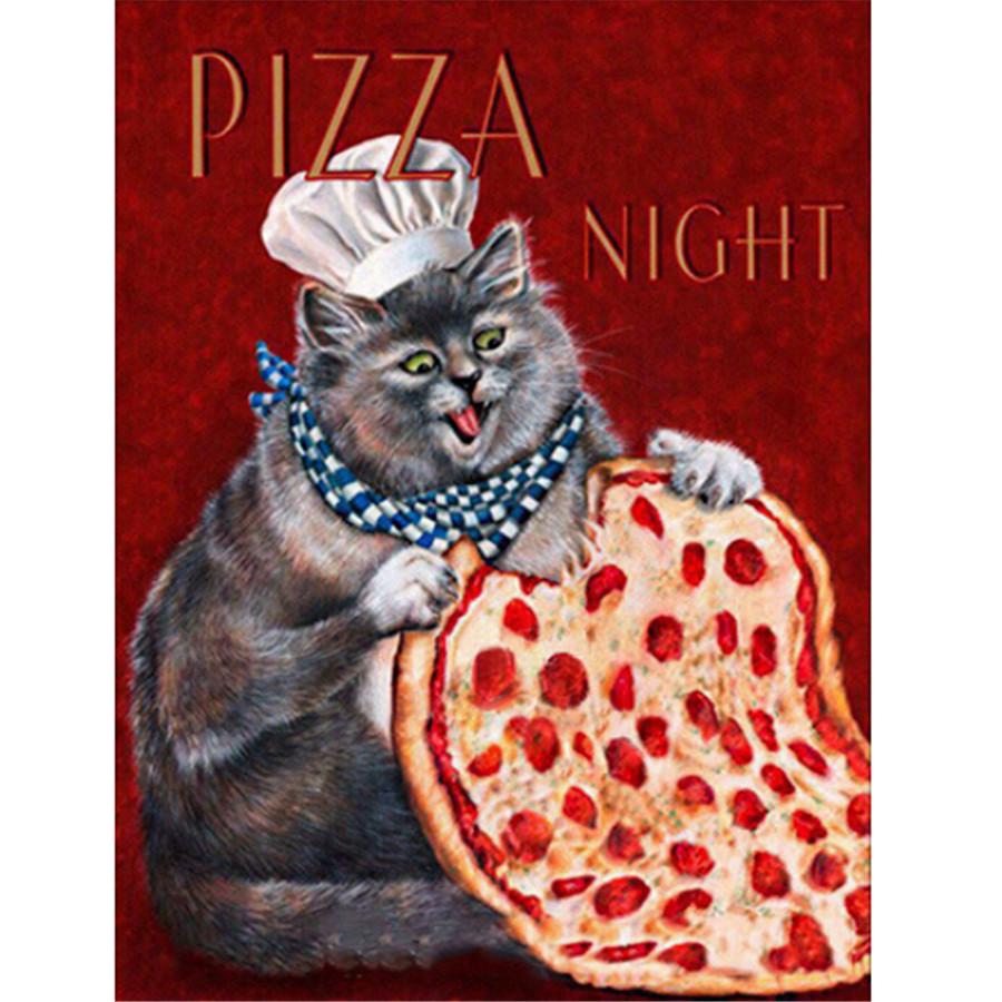 Buy Full 5D Diy Diamond Painting Cat Eating Pie Diamond Embroidery Full ...