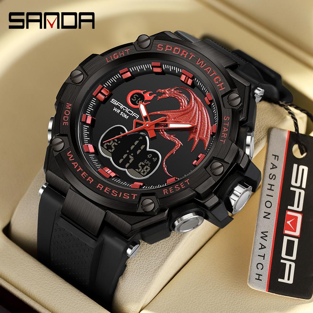 Satın alın Sanda Countdown Stopwatch Sport Watch Mens Watches Men Wrist ...