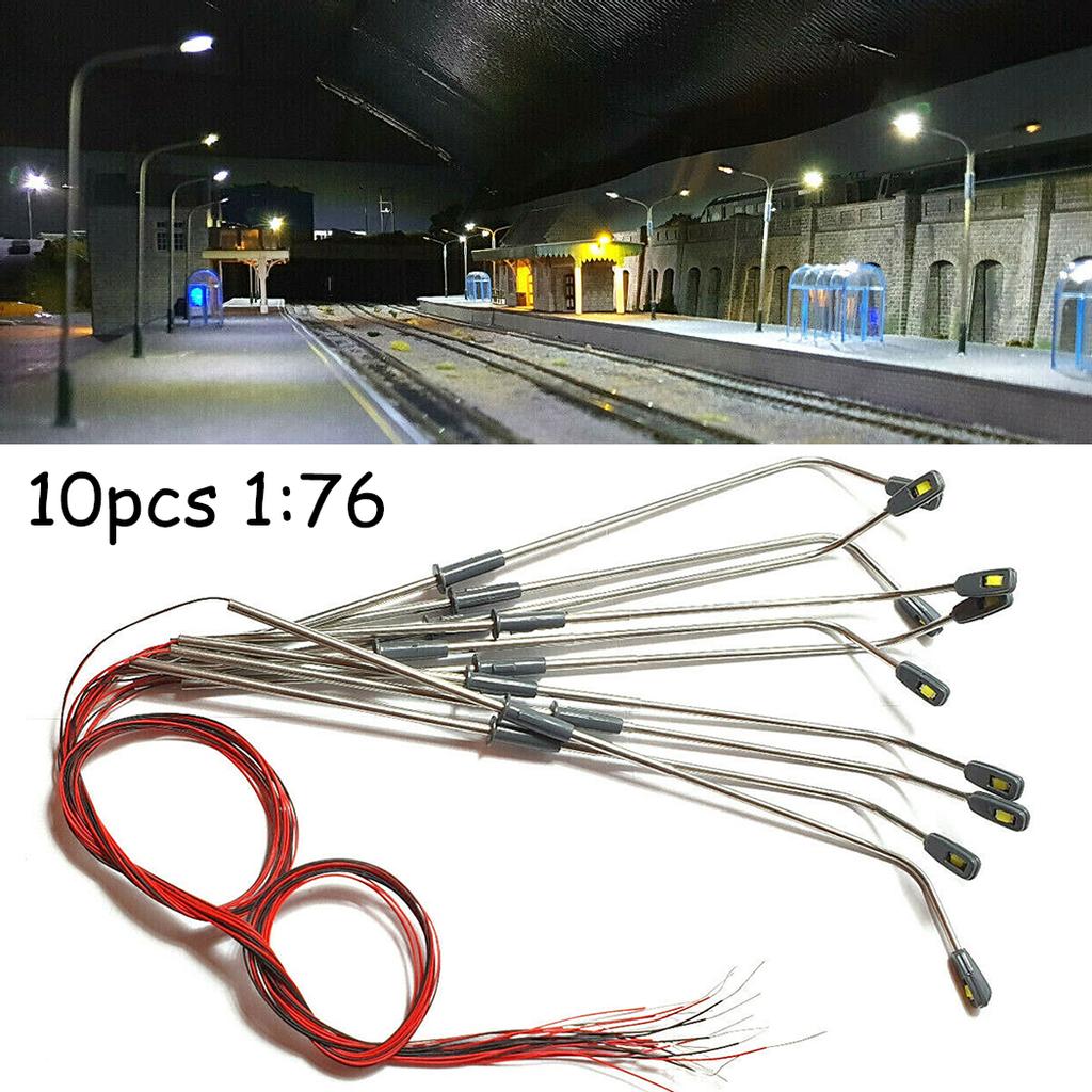 10pc Model Railway Train Lamp Garden Street Lights HO OO Scale LEDs NEW ...