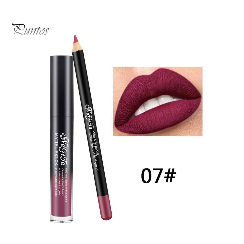 Buy Puntos Moisturizing NAGETA 12 Colors Matte Velvet Lip Gloss Liner ...