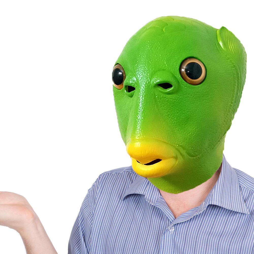 Buy Unisex Adult Green Fish Head Mask Headgear Enamel Funny Cosplay ...