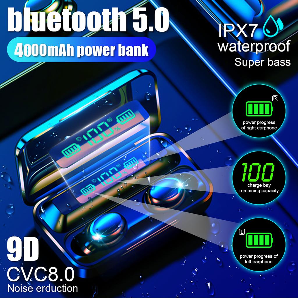 Buy TWS bluetooth Earphone V5.0 Touch Wireless Earbuds 9D Stereo Sport ...