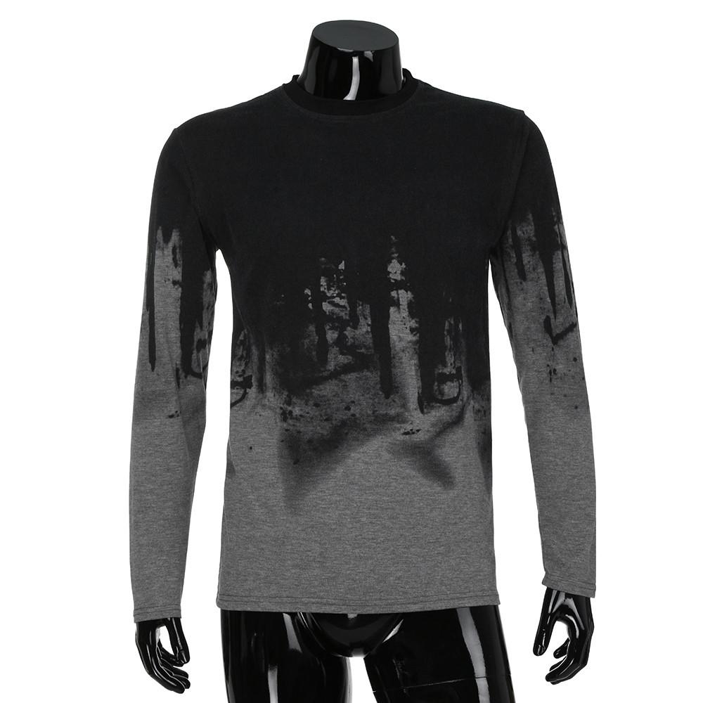 Cheap Men Gradient Color Long-Sleeve Beefy Muscle Basic Solid Blouse ...